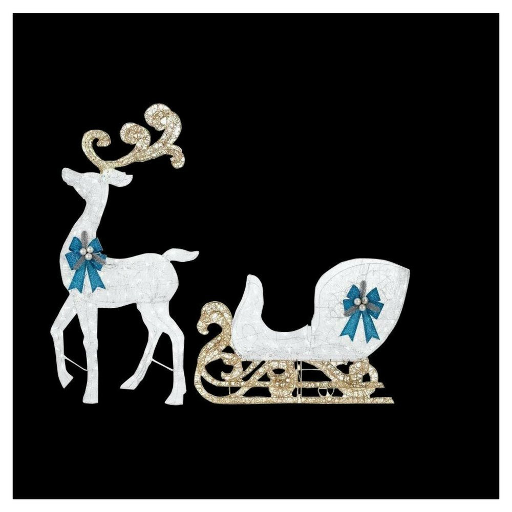 Tis Your Season | 65 in. LED Lighted White Reindeer & 46 in. LED ...