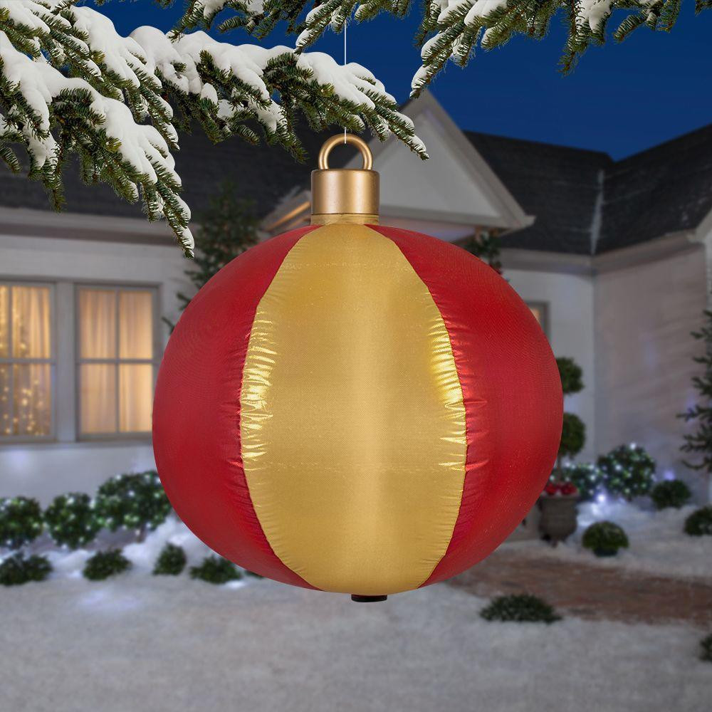 Tis Your Season | Red & Gold Ornament Airblown Inflatable Outdoor Yard ...