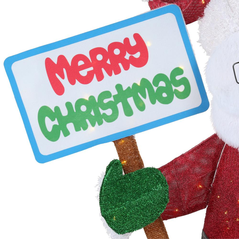 Tis Your Season | 60 in. LED Lighted Tinsel Santa w Merry Christmas Sign Tis Your Season | 60 in. LED Lighted Tinsel Santa w Merry Christmas Sign