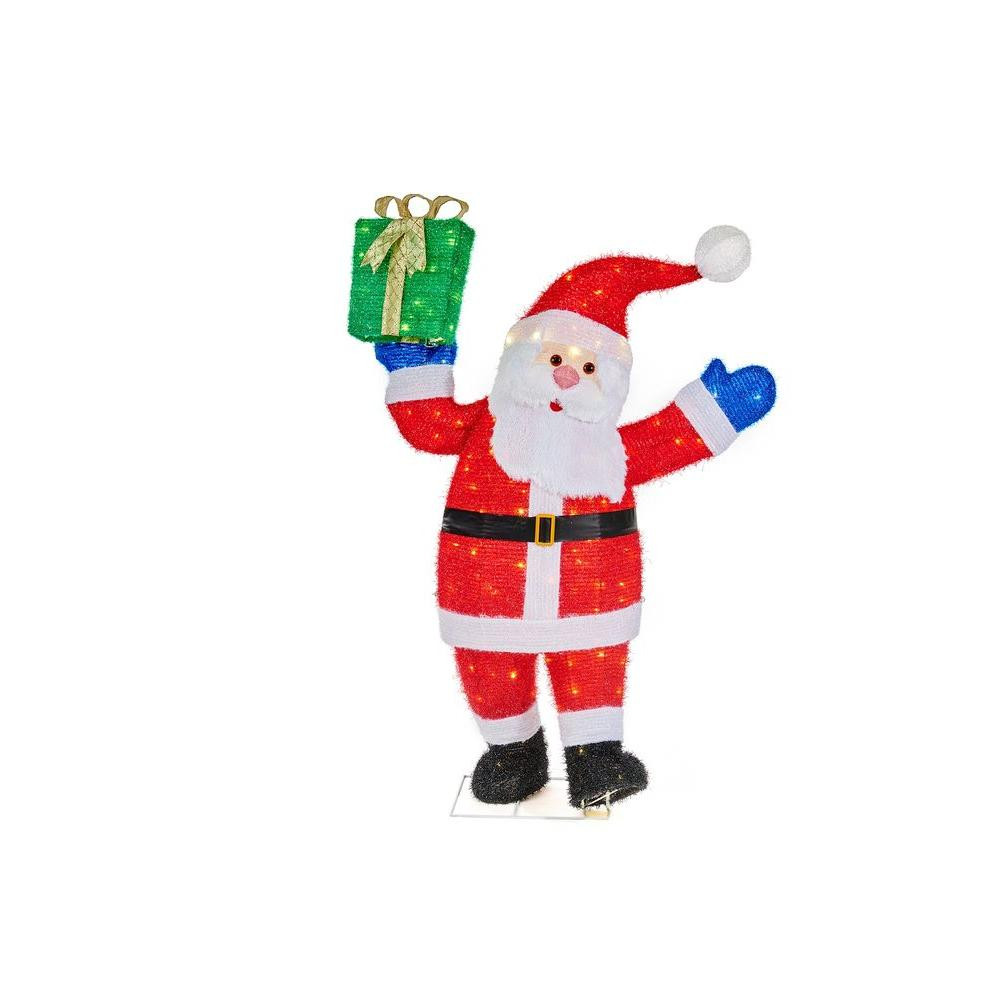 Tis Your Season | 48 in. LED Lighted Tinsel Santa w Gift Box Christmas ... Tis Your Season | 48 in. LED Lighted Tinsel Santa w Gift Box Christmas ...