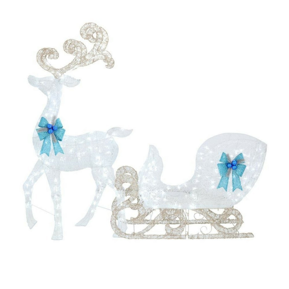 Tis Your Season | 65 in. LED Lighted White Reindeer & 46 in. LED ...